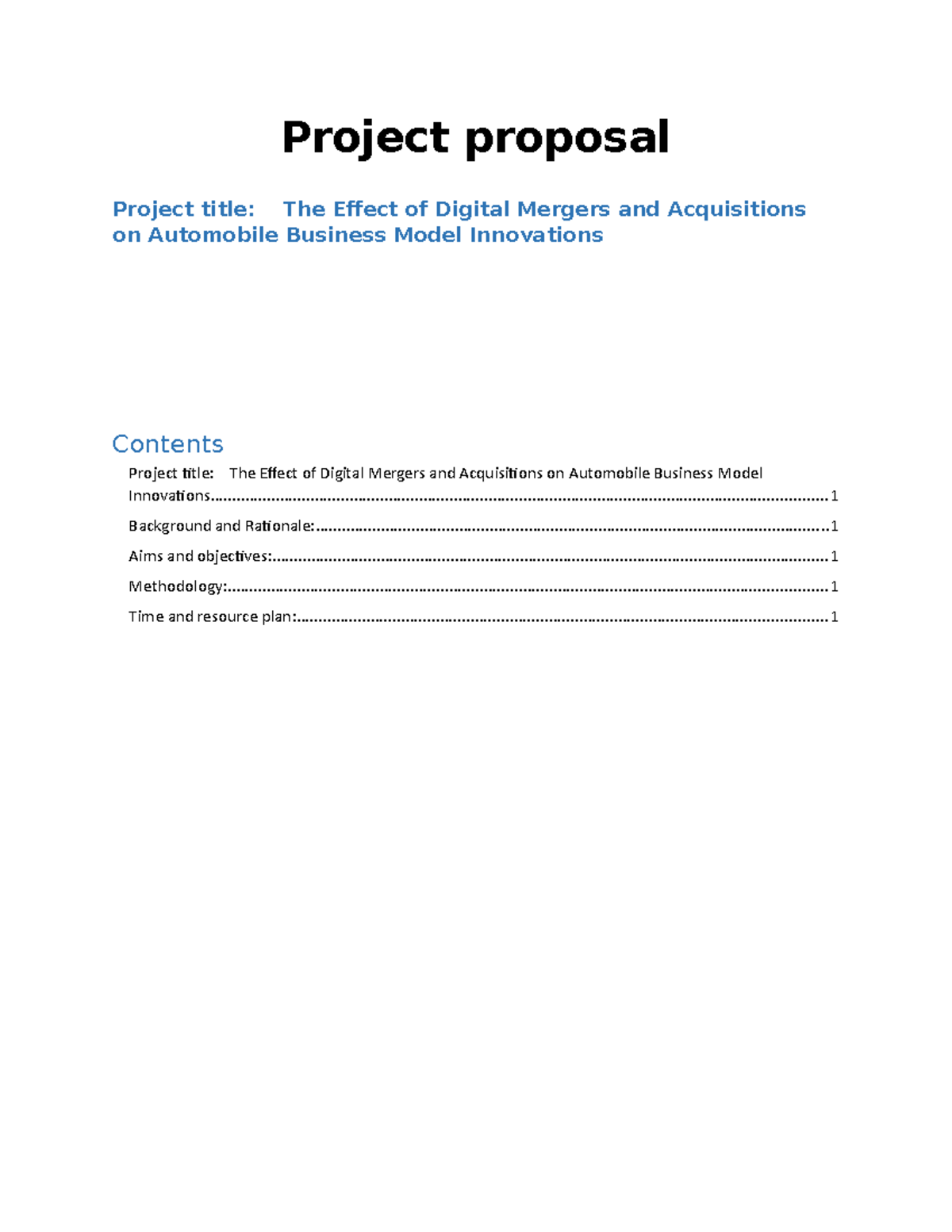 BMM 5582 project proposal - Project proposal Project title: The Effect ...