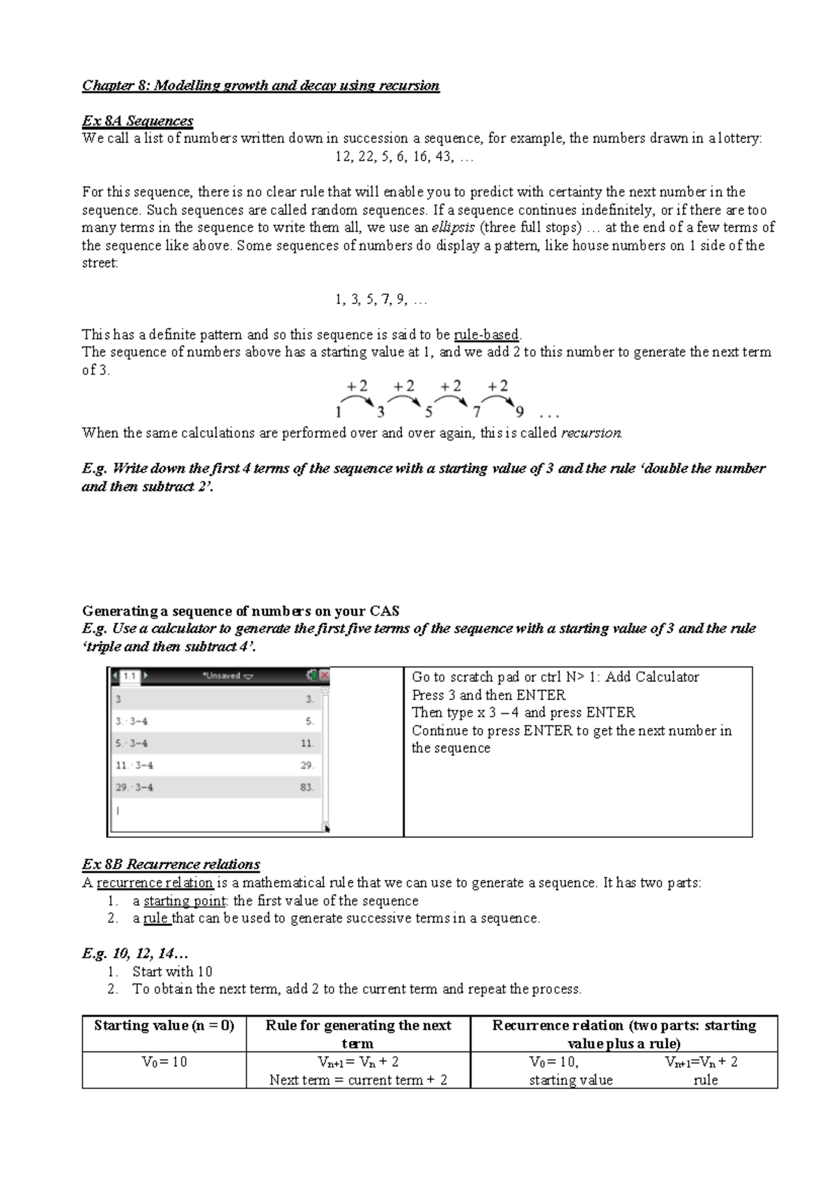 Chapter 8 Notes 2022 - Chapter 8: Modelling growth and decay using ...