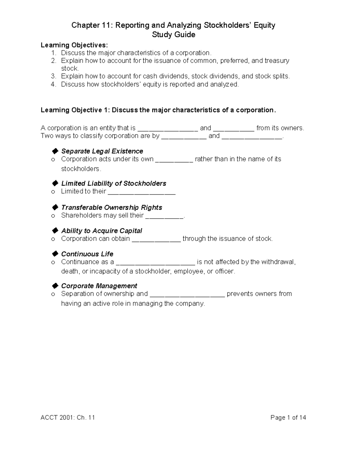 10e Chapter 11 Study Guide - Study Guide Learning Objectives: 1 ...