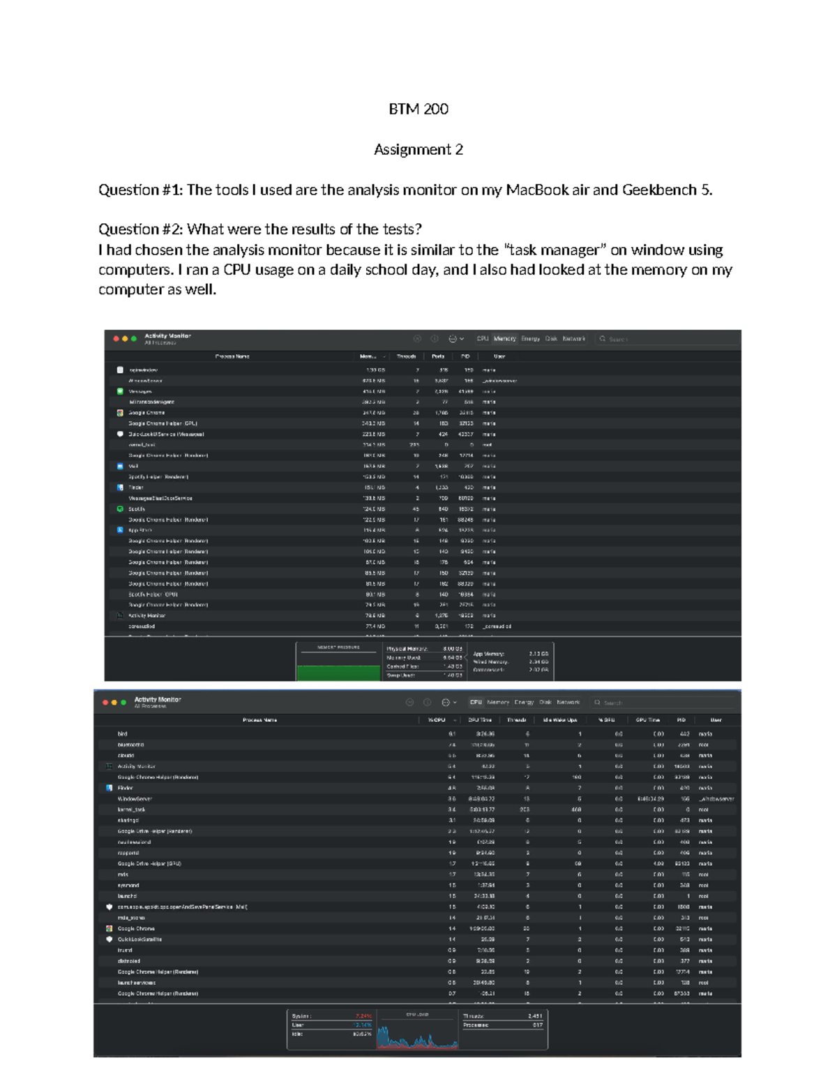BTM 200 ass #2 - Assignment 2 example - BTM 200 - BTM 200 Assignment 2 Question #1: The tools I ...