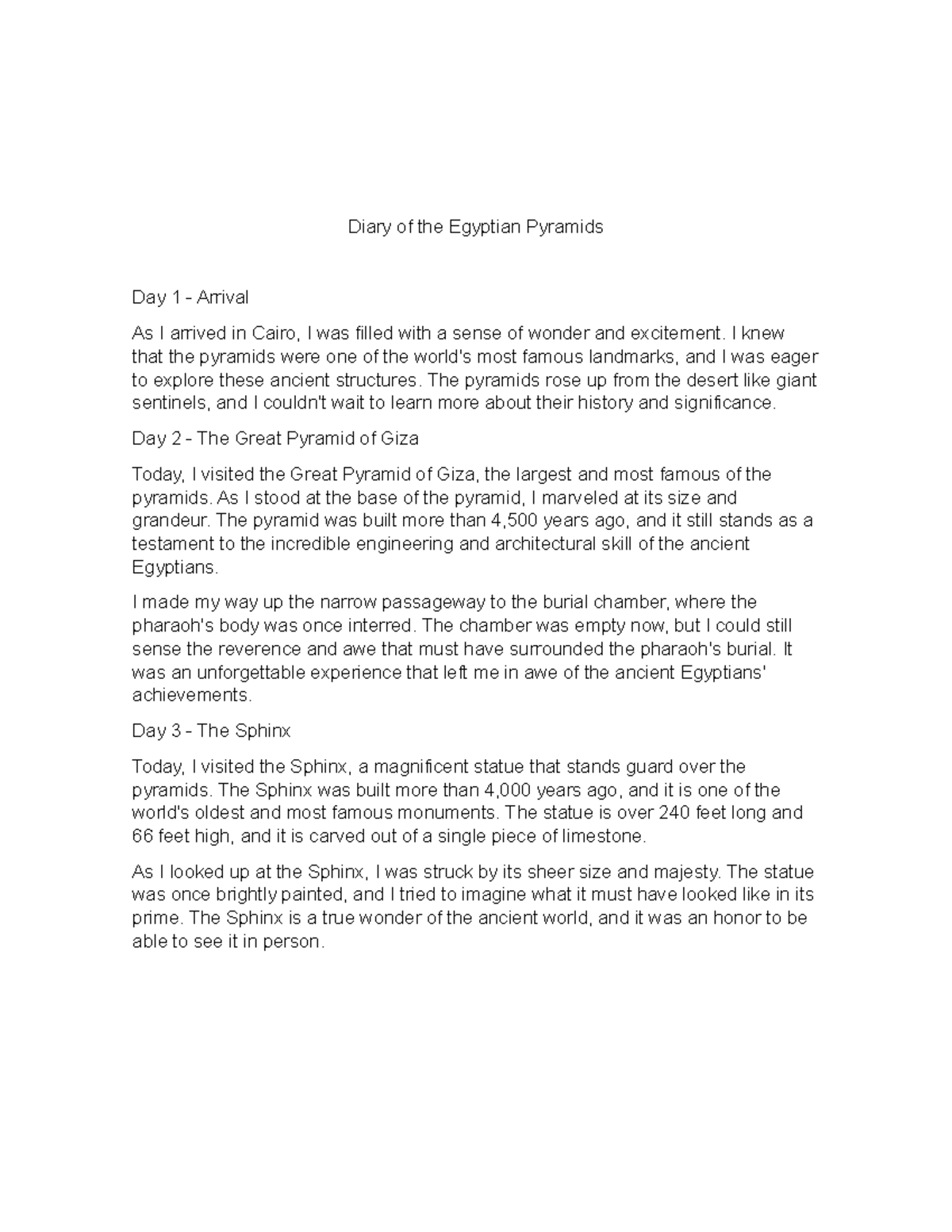 Diary of the Egyptian Pyramids - I knew that the pyramids were one of ...