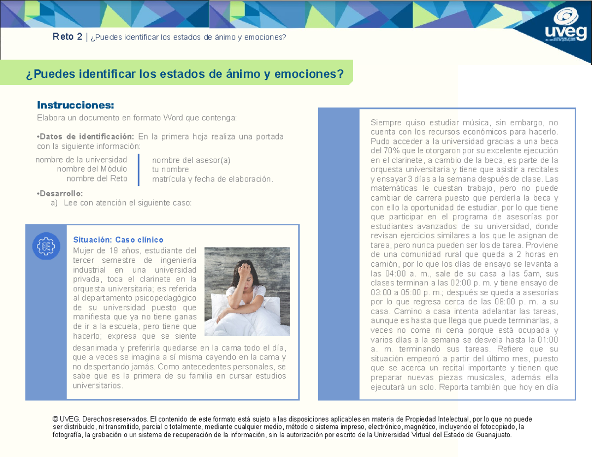FC R2 Instrucciones - Caso clínico - Reto 2 | ¿Puedes identificar los estados de ánimo y ...