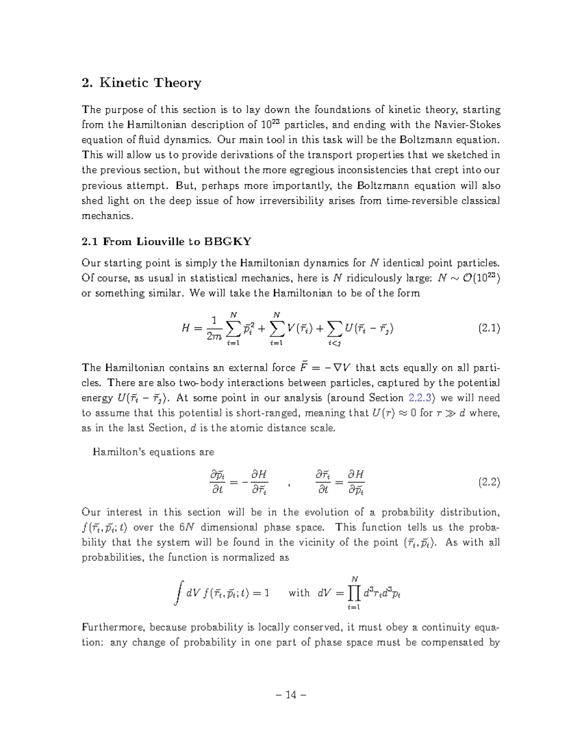 Tong KT - notes - 2. Kinetic Theory The purpose of this section is to ...