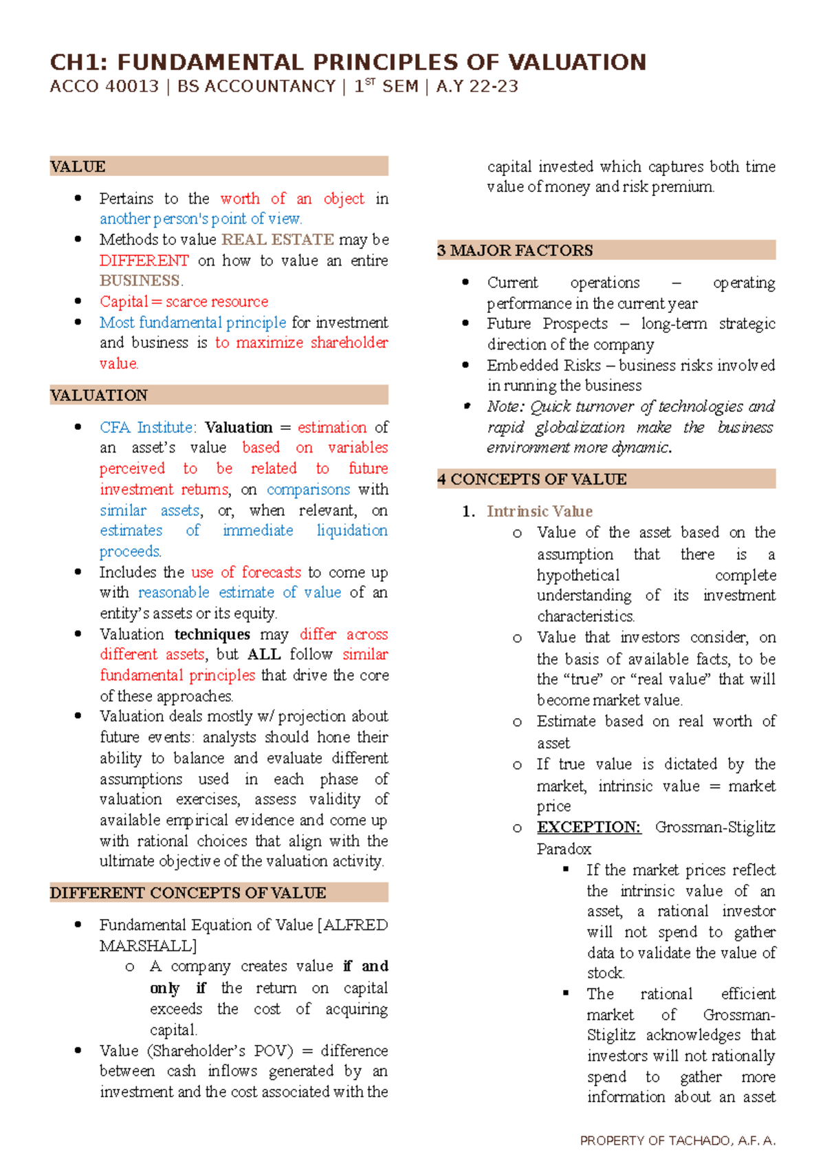 CH1 - Fundamental Principles of Valuation - CH1: FUNDAMENTAL PRINCIPLES ...