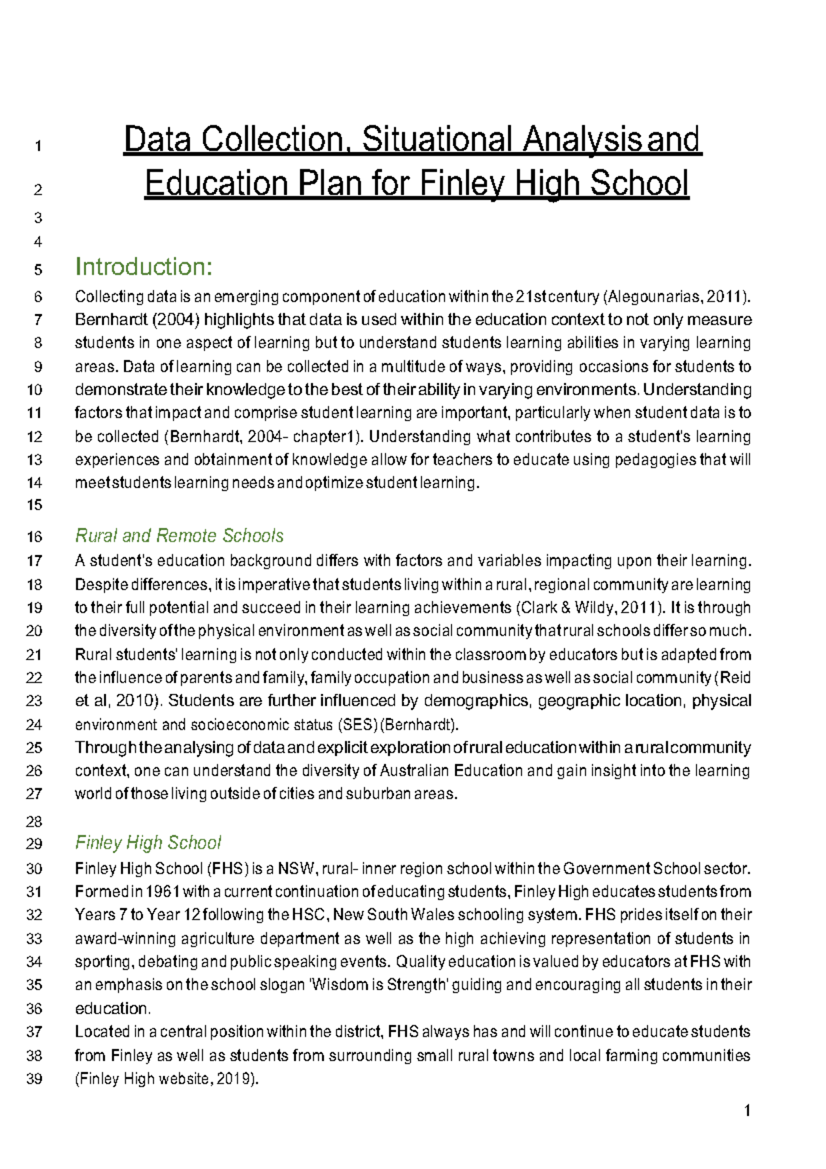 Report 2 - 1 Data Collection, Situational Analysis and 2 Education Plan ...