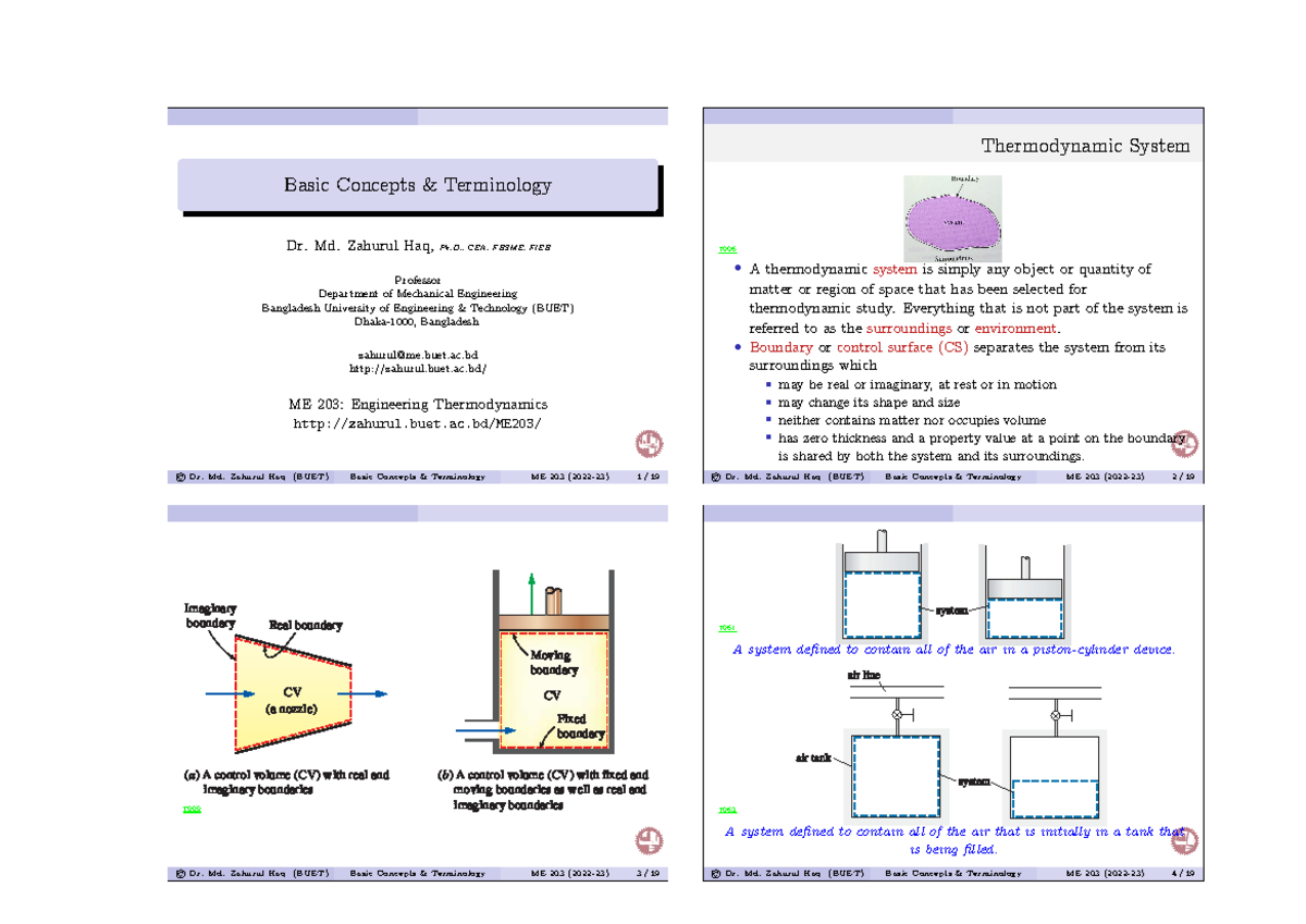 ME203 Basics - Thermodynamics - Basic Concepts & Terminology Dr. Md ...