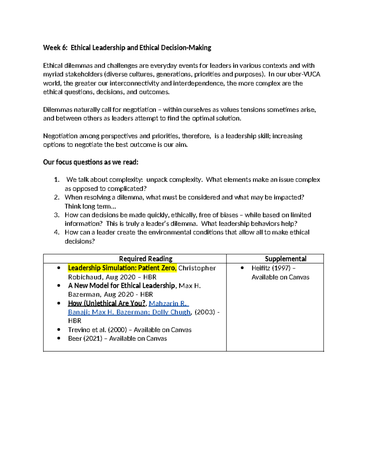 Module 5 - Ethical leadership and decision making - Week 6: Ethical ...