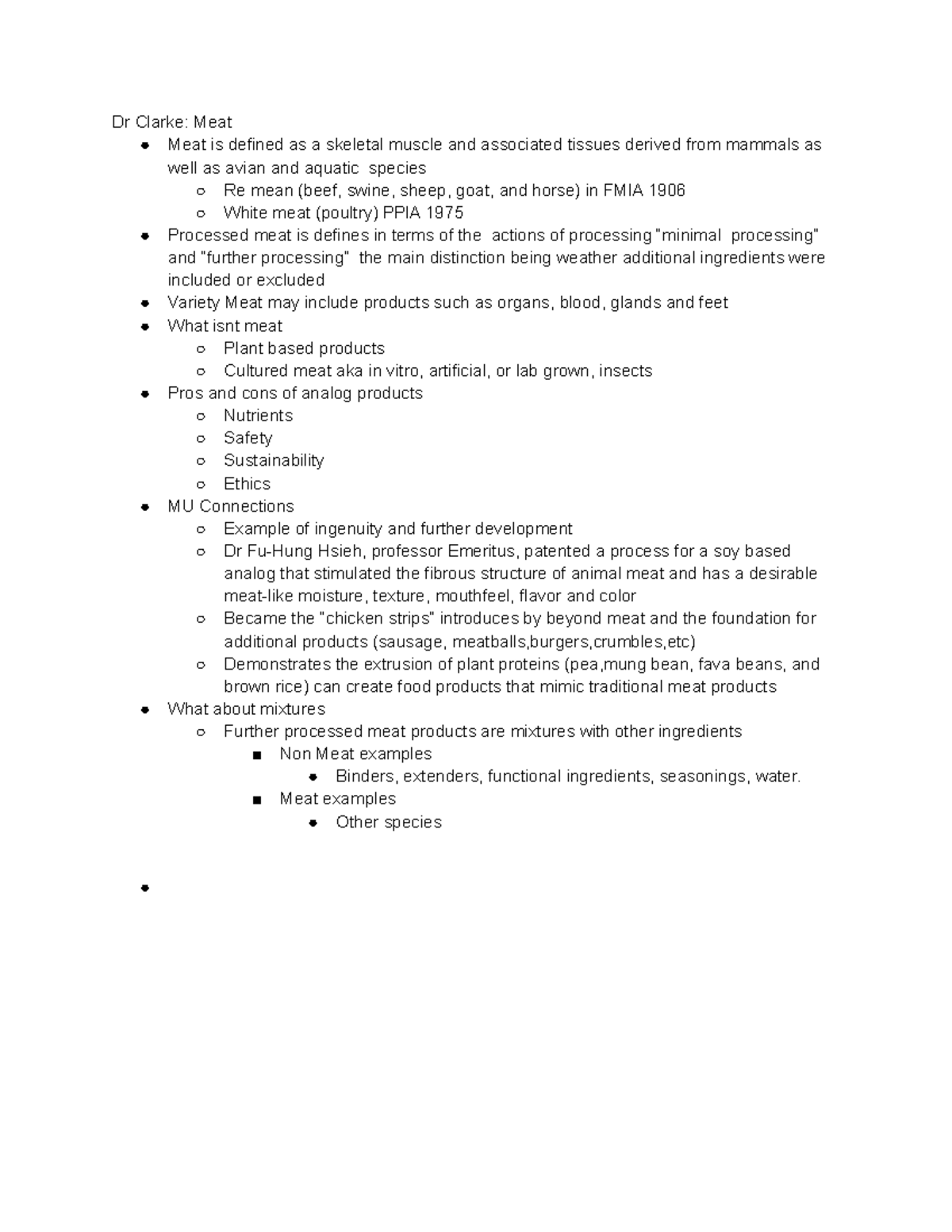 Untitled document (10) - Dr Clarke: Meat Meat is defined as a skeletal ...