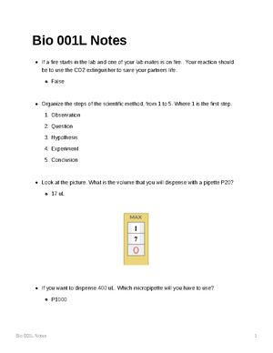 LAB 1 Safety, Measurements, and Basic Skills S22 - Biology 001 ...