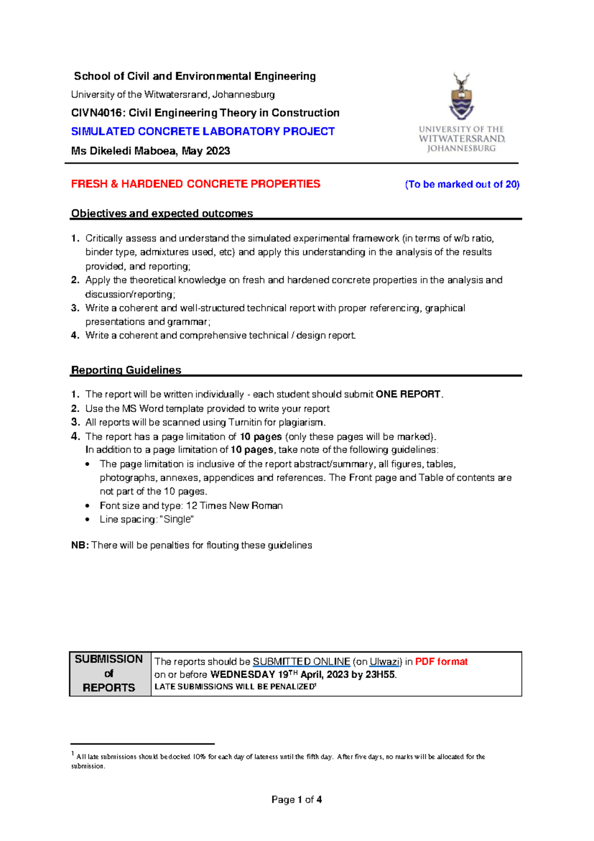 CIVN4016 - Simulated Concrete Lab Project Brief - 2023 - School of ...