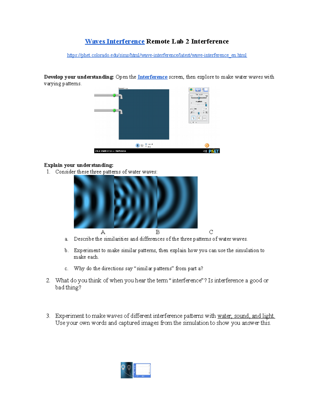 Waves Interference Lab 2 of deez nutz - Waves Interference Remote Lab 2 ...