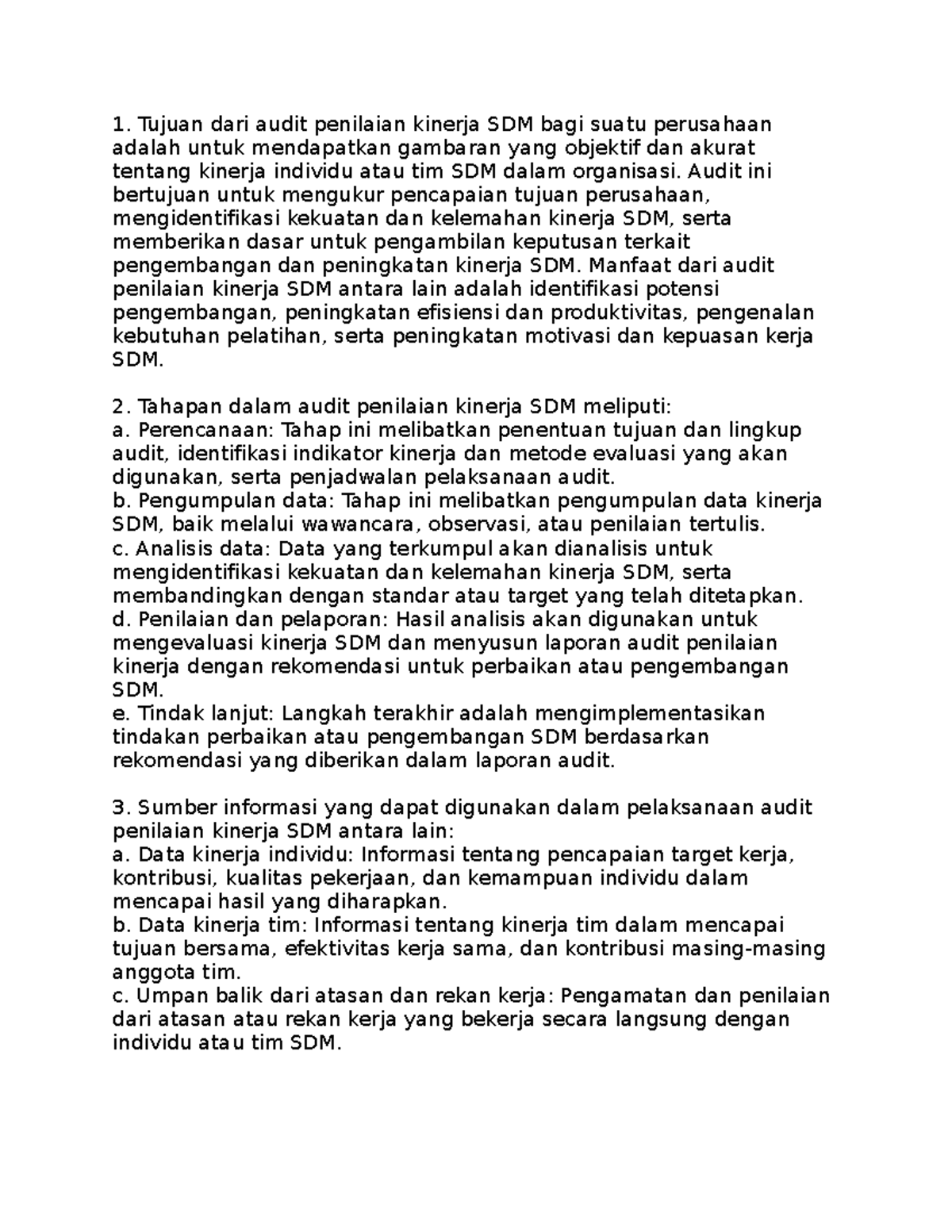Tugas - Yghhh - Tujuan dari audit penilaian kinerja SDM bagi suatu ...