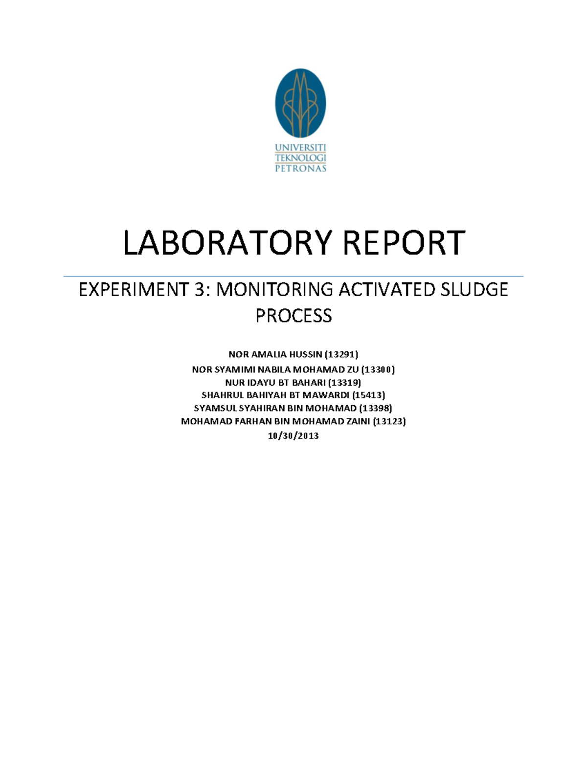 Lab 3 Group 5 Report - LABORATORY REPORT EXPERIMENT 3: MONITORING ...