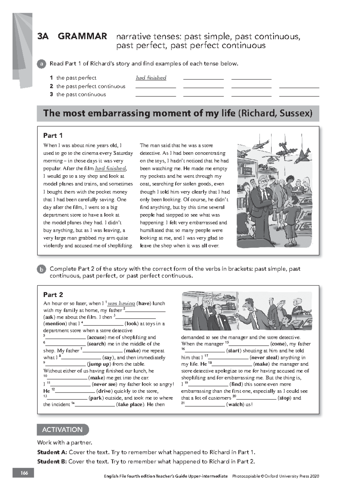 English File Grammar 3A narrative tenses - 166 English File fourth ...