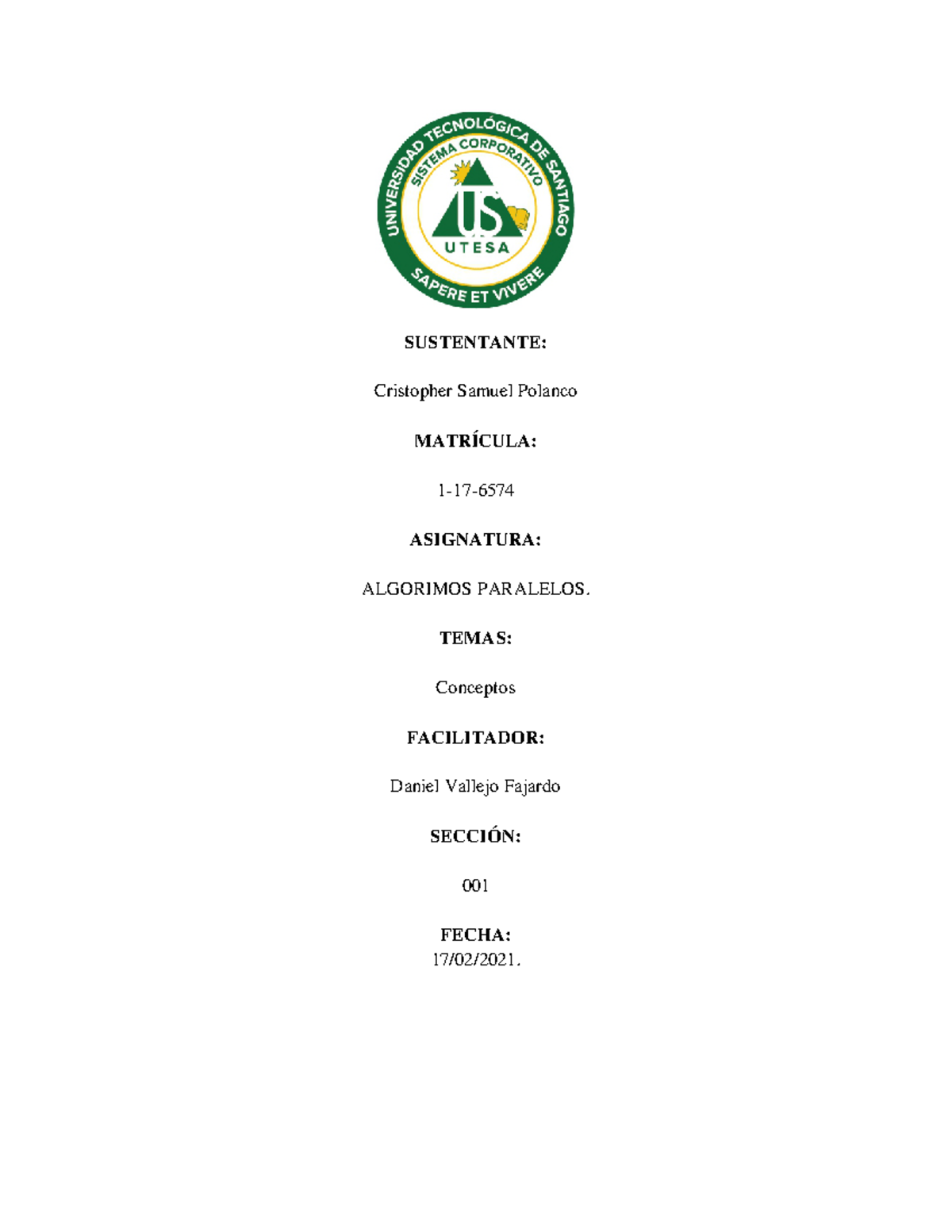 Cristopher samuel polanco 117-6574 - SUSTENTANTE: Cristopher Samuel ...