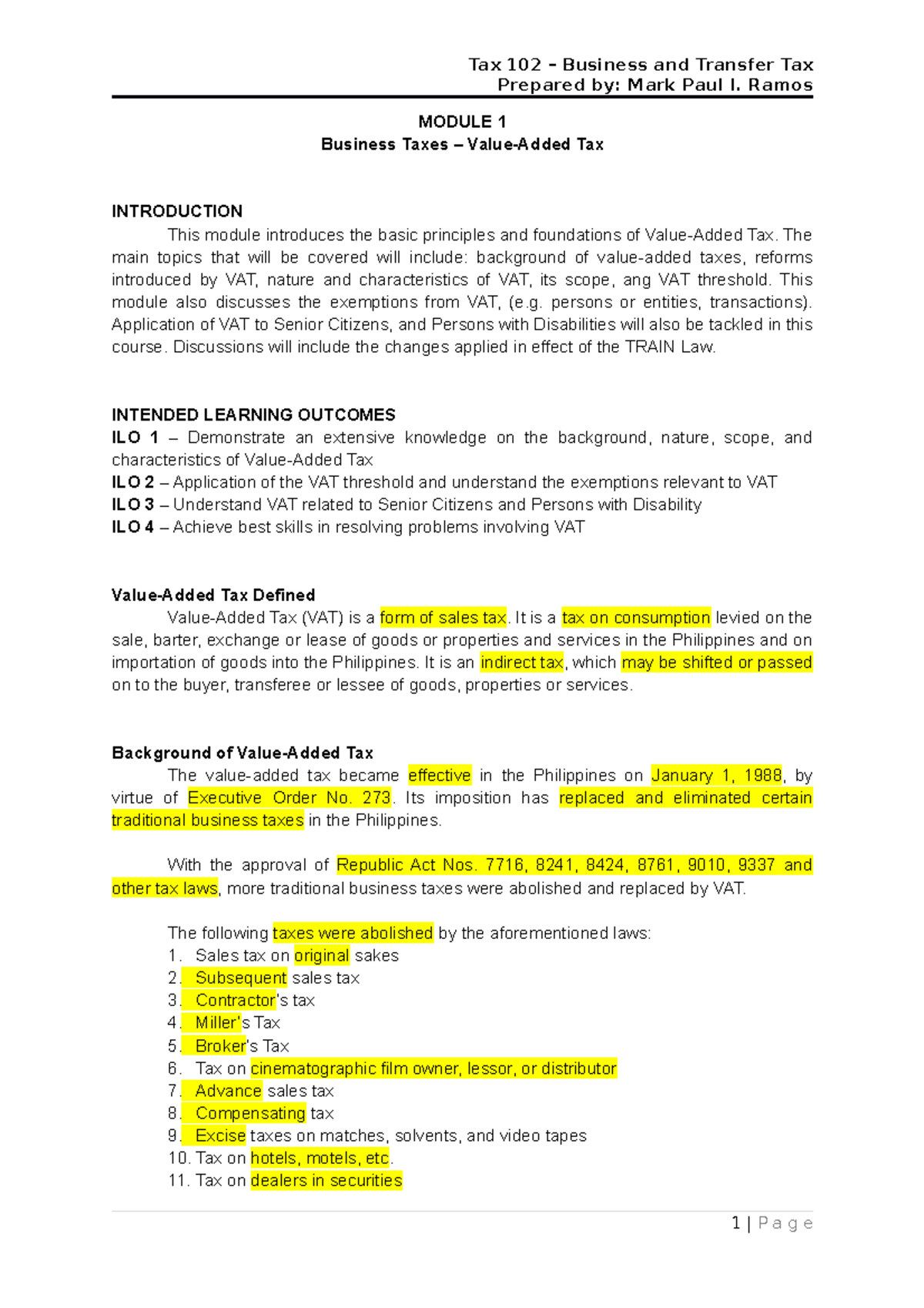 Module 1 - Lecture notes 1 - Prepared by: Mark Paul I. Ramos MODULE 1 ...