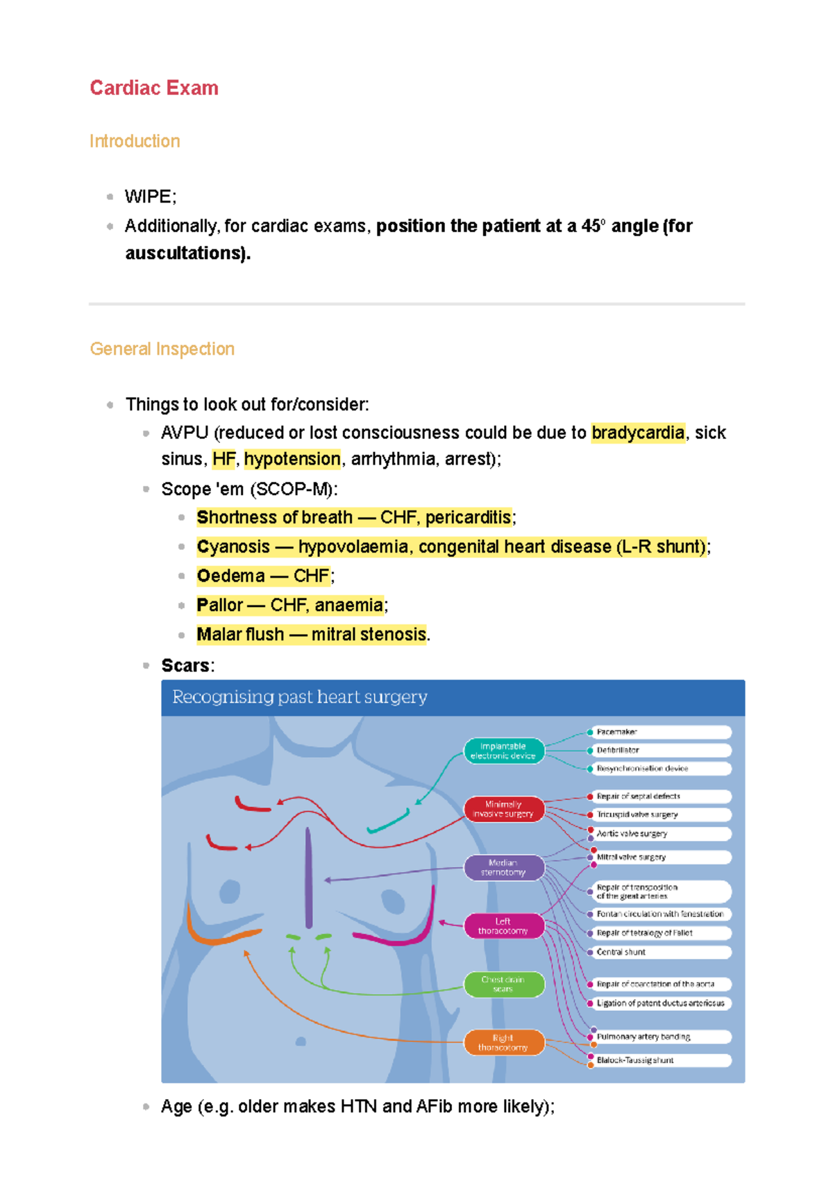 OSCE Cardiac Exam - Cardiac Exam Introduction General Inspection WIPE ...