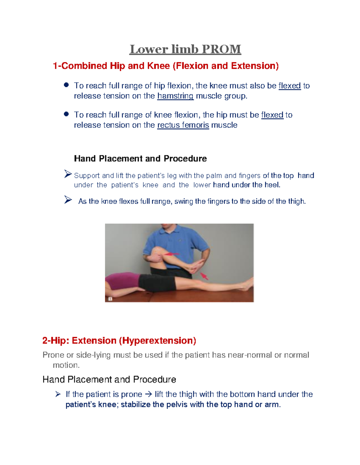 Lower limb PROM - physiology pathology - Lower limb PROM 1-Combined Hip ...