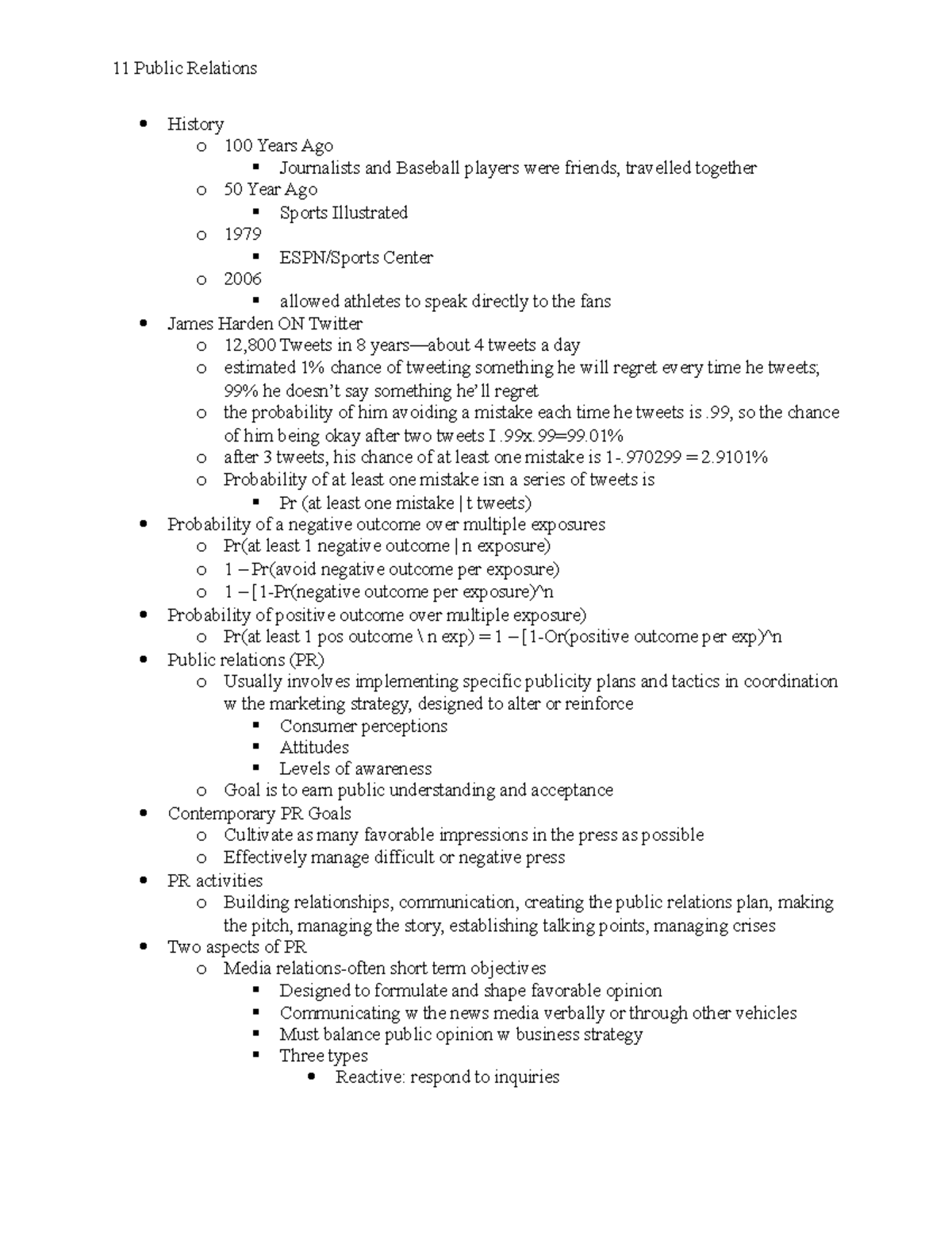 11 Public Relations - Lecture notes 3 - 11 Public Relations History o ...