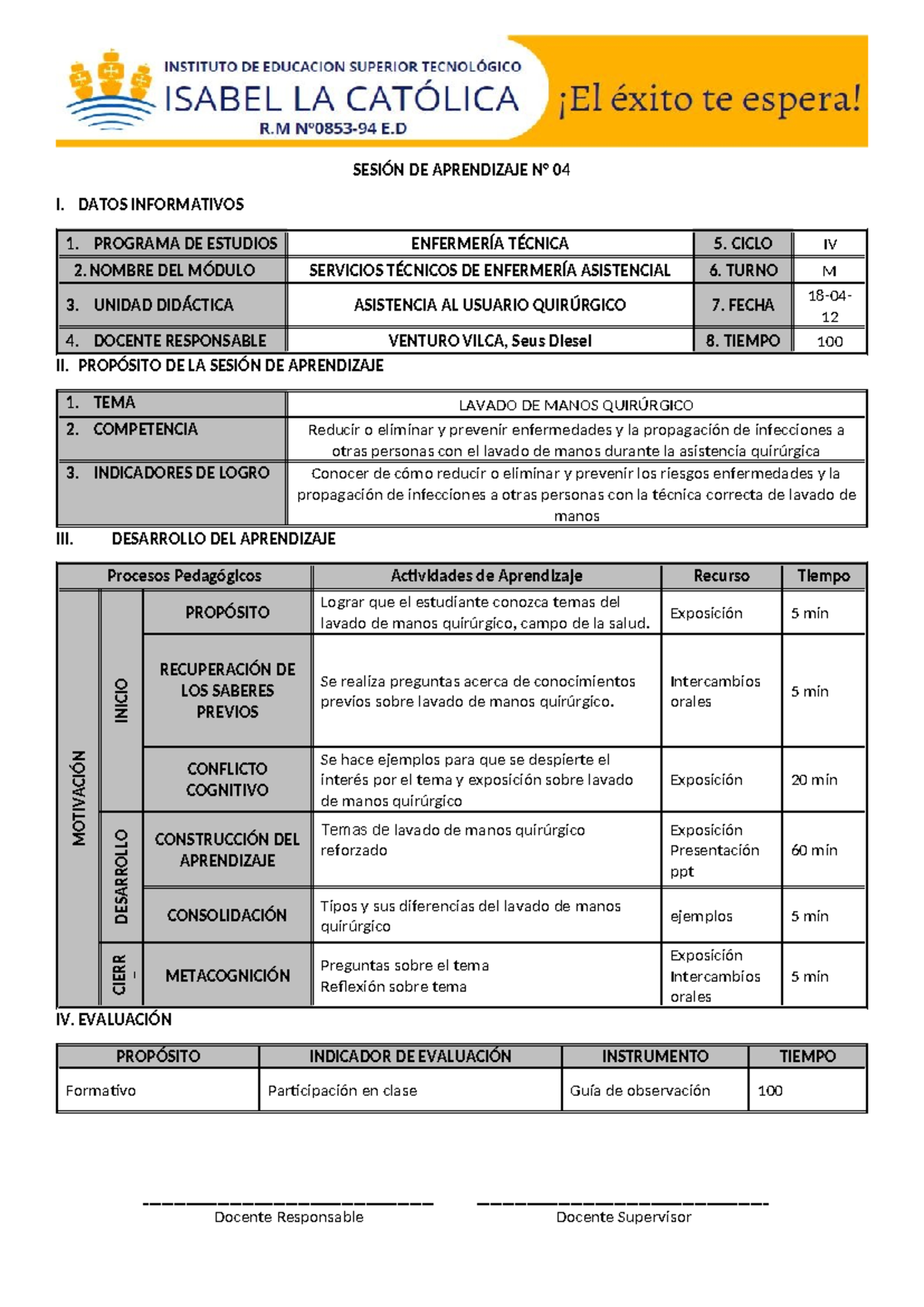 4. Sesión DE Aprendizaje 2024 - SESIÓN DE APRENDIZAJE N° 04 I. DATOS INFORMATIVOS 1. PROGRAMA DE ...