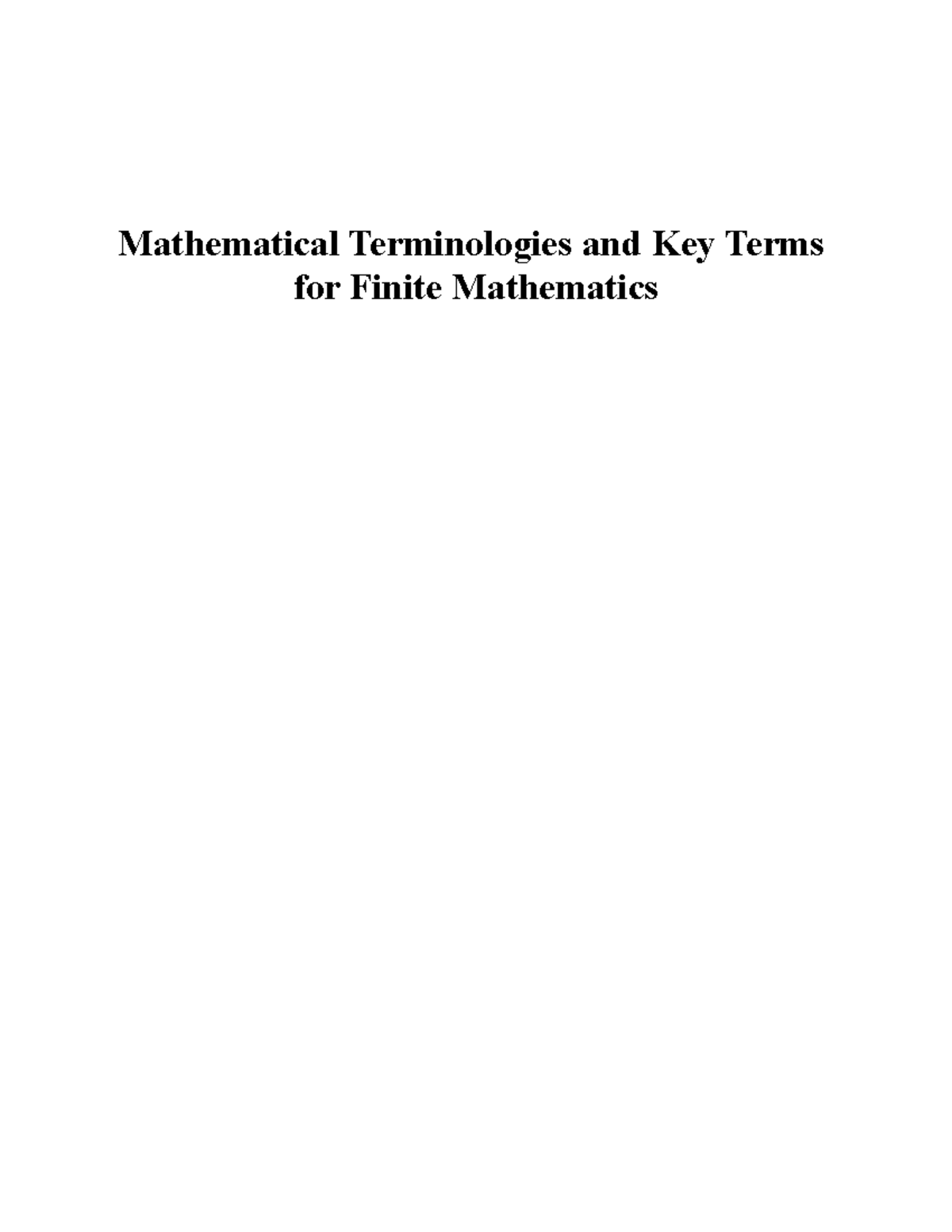 Math-Terminology - up để láy free - Mathematical Terminologies and Key ...