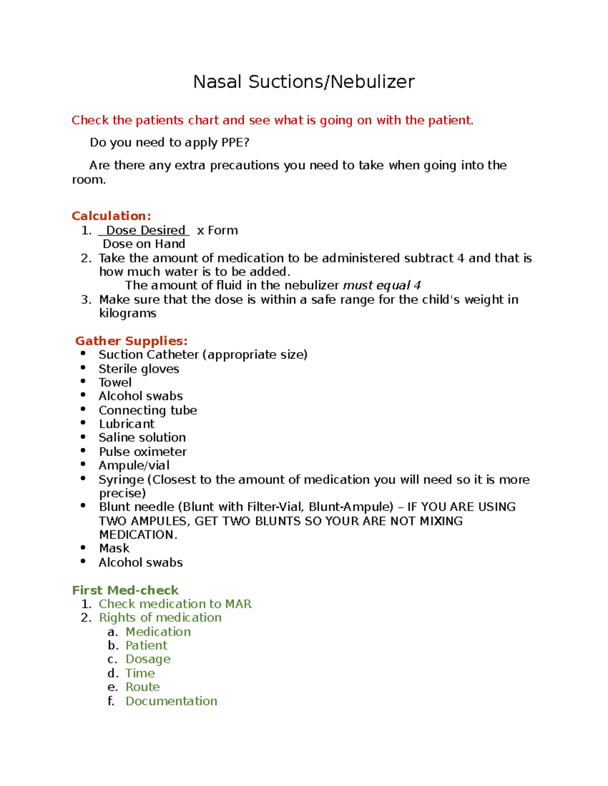 NP Suctioning lab exam - Nasal Suctions/Nebulizer Check the patients ...