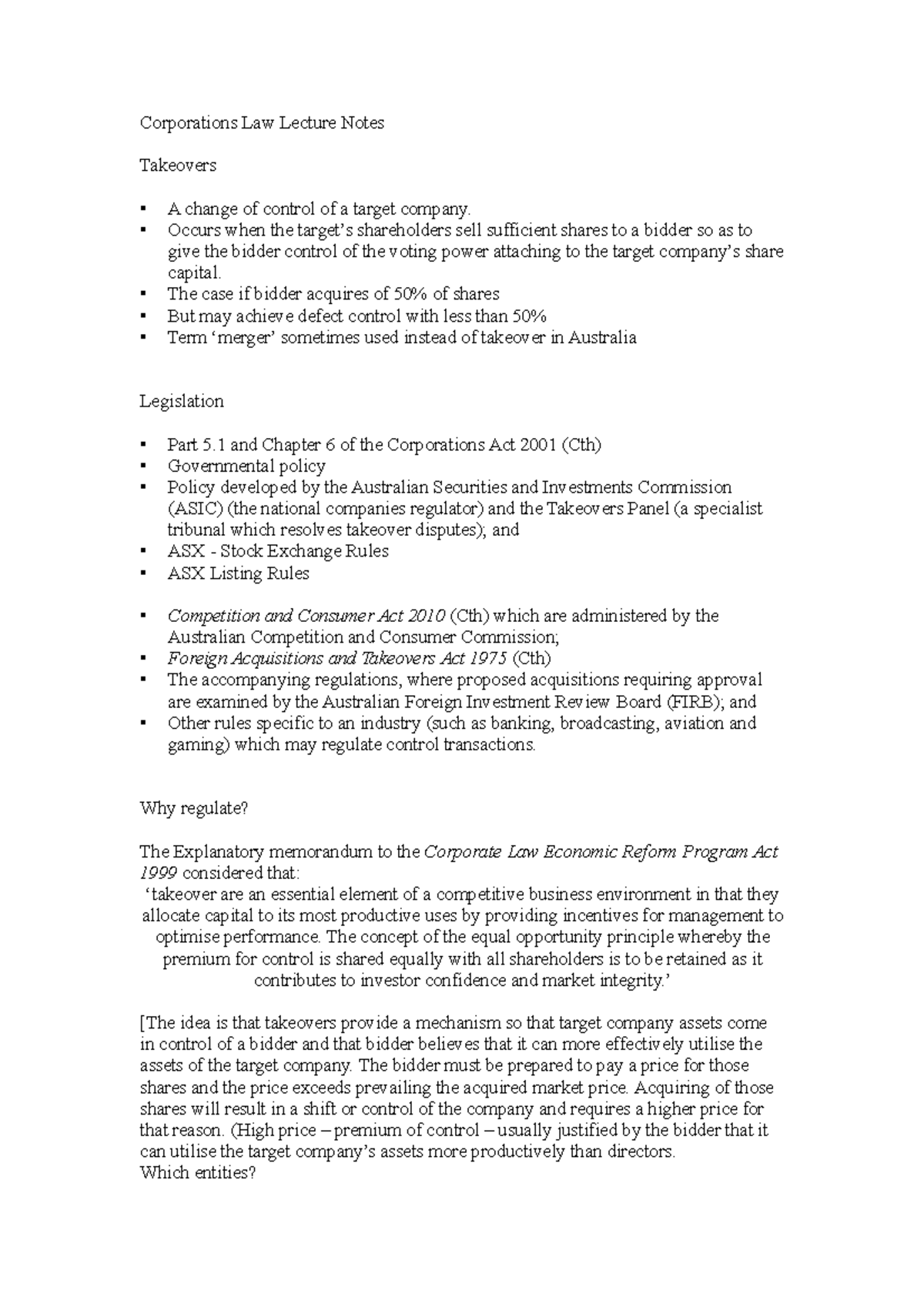 Corporations Law Lecture Notes copy - Corporations Law Lecture Notes ...