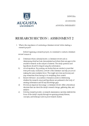 Research Section (Research design) - DEWI IKA (2110501032) AUGUSTA ...