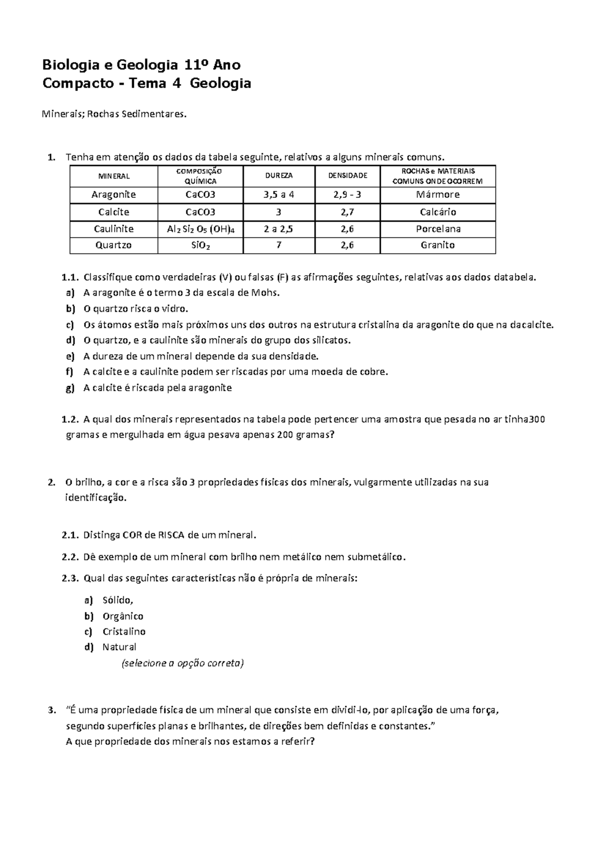Biologia e Geologia 11º Ano - Compacto Rochas Sedimentares - Biologia e ...