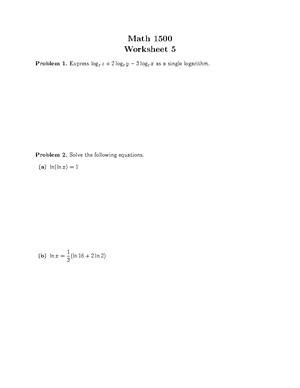 Worksheet 3 - Solutions - MATH 1500 - Studocu
