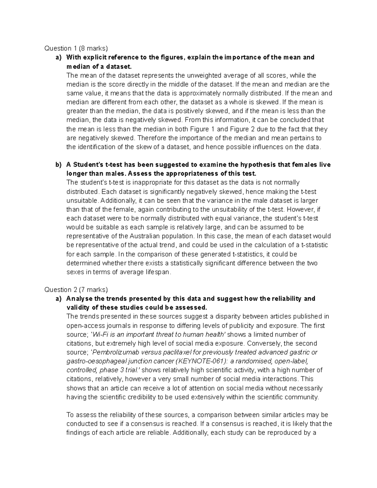 Sci EXT - Few HSC Questions to Practice - Question 1 (8 marks) a) With ...