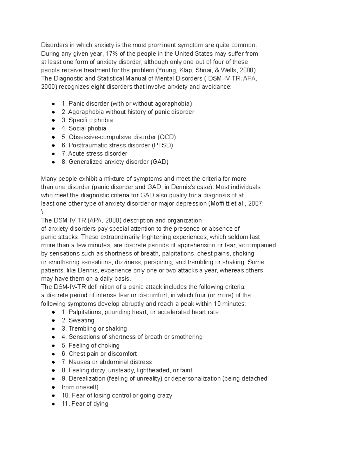 Panic disorder review questions - Disorders in which anxiety is the ...