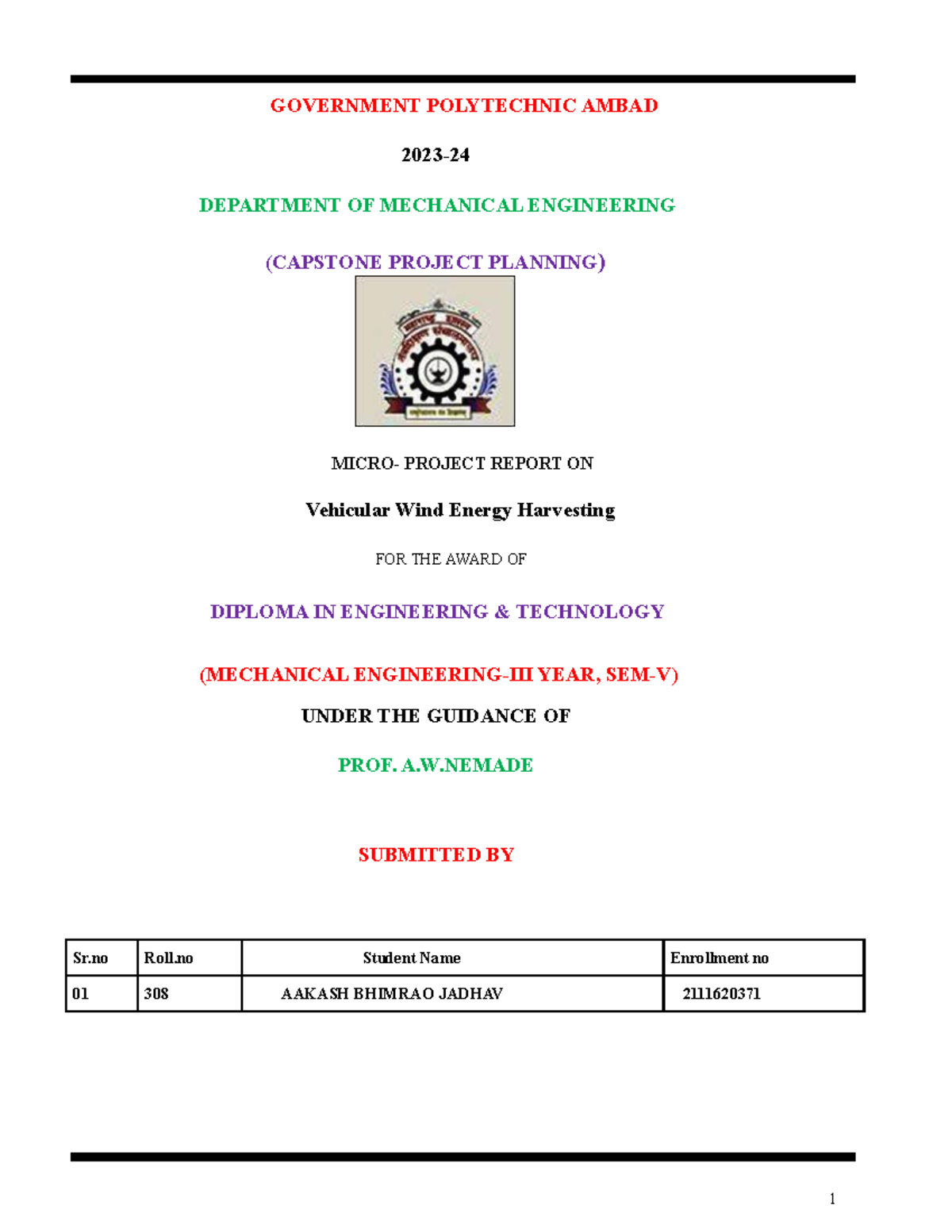 CPP new project - Summary mechanica - 1 GOVERNMENT POLYTECHNIC AMBAD ...