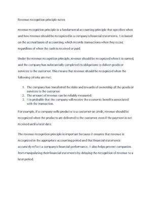 Going concern principle notes - This principle is important because it ...