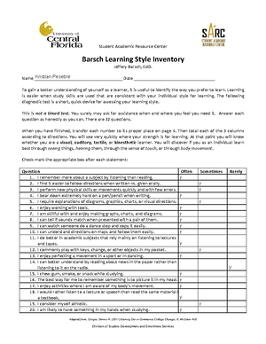 Learning Styles Inventory
