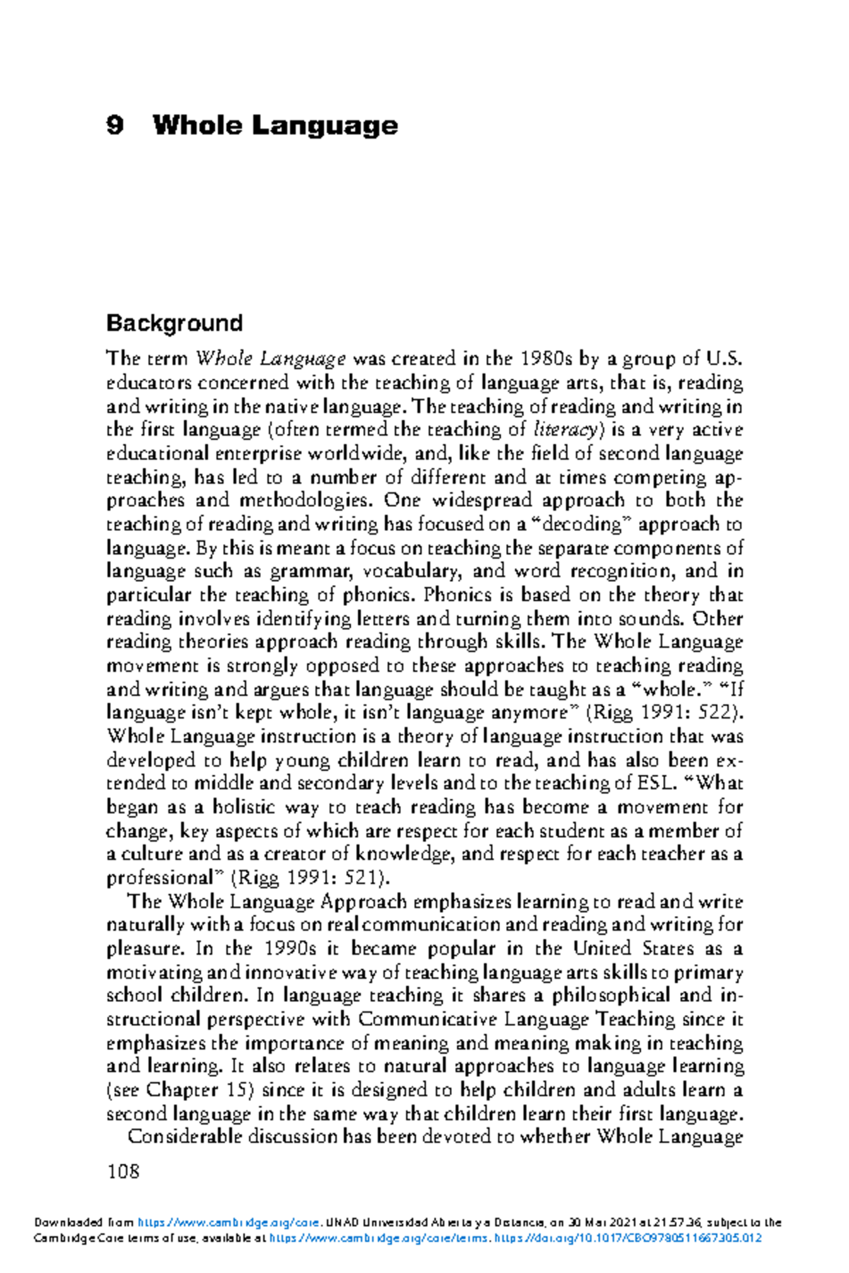 Whole language - great material - 108 9 Whole Language Background The ...