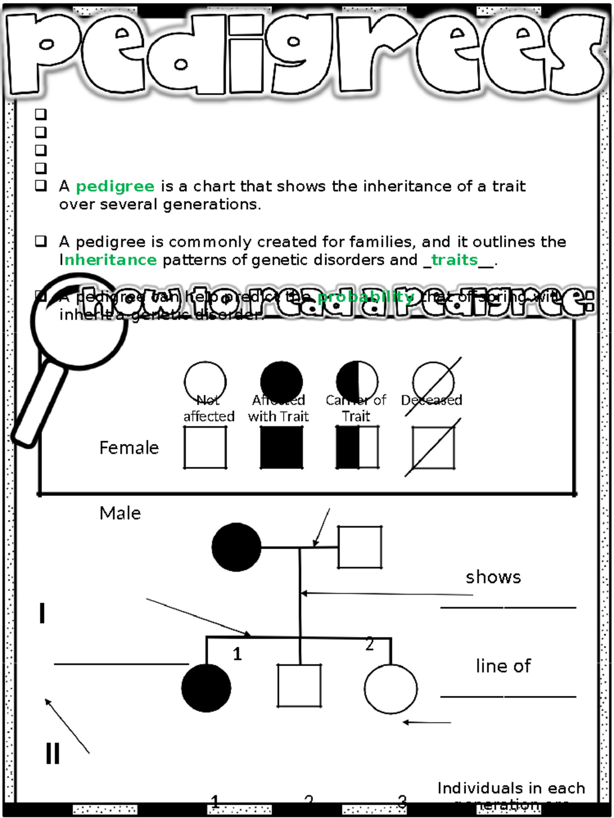 NESPedigree Notes By{P-P} - A pedigree is a chart that shows the ...