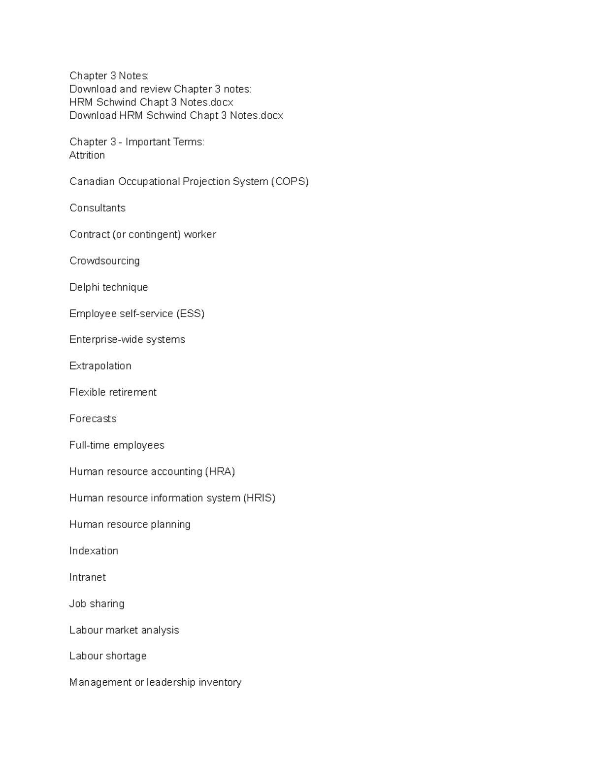 Chapter 3 notes Human resource planning - Chapter 3 Notes: Download and ...