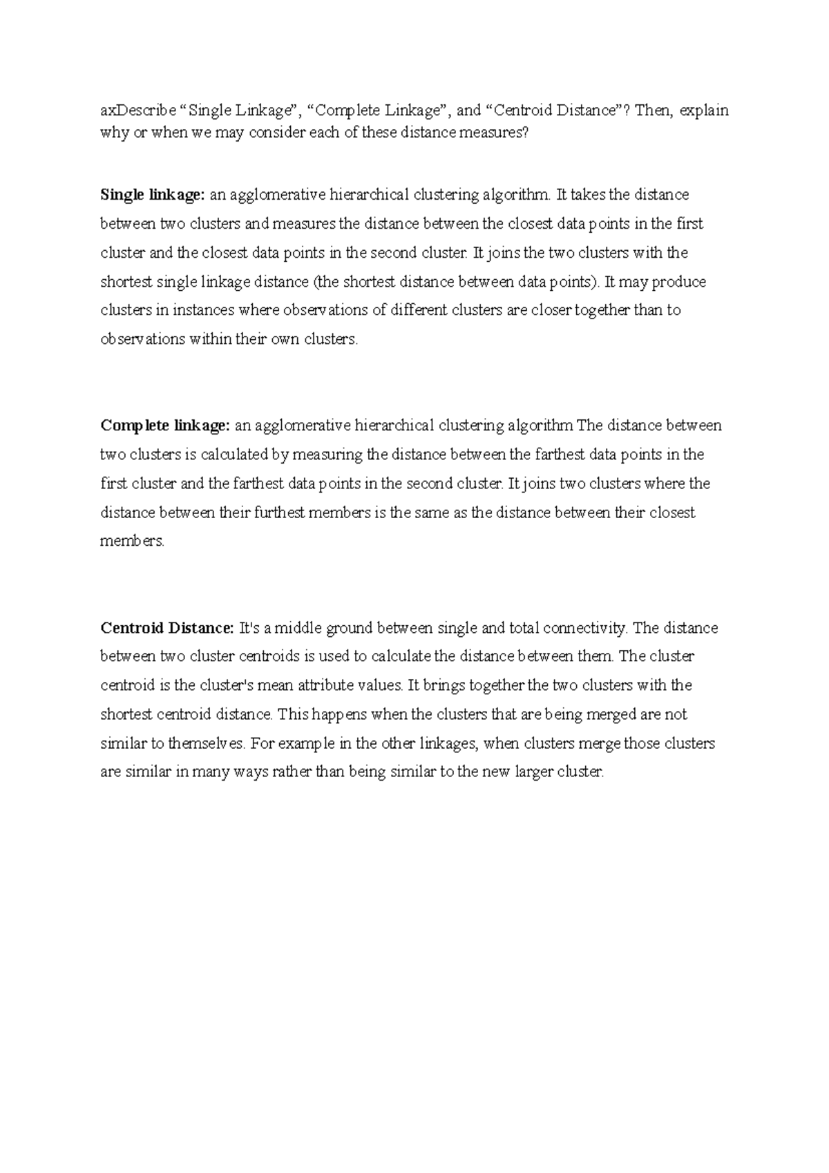 Single link docc - Assignment 4 part - axDescribe “Single Linkage ...