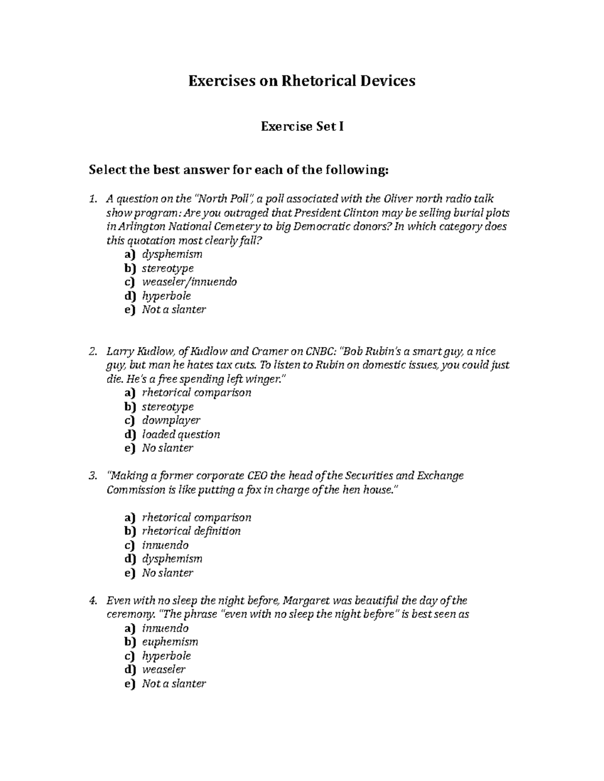 Exercises on Rhetorical Devices - Exercises on Rhetorical Devices ...