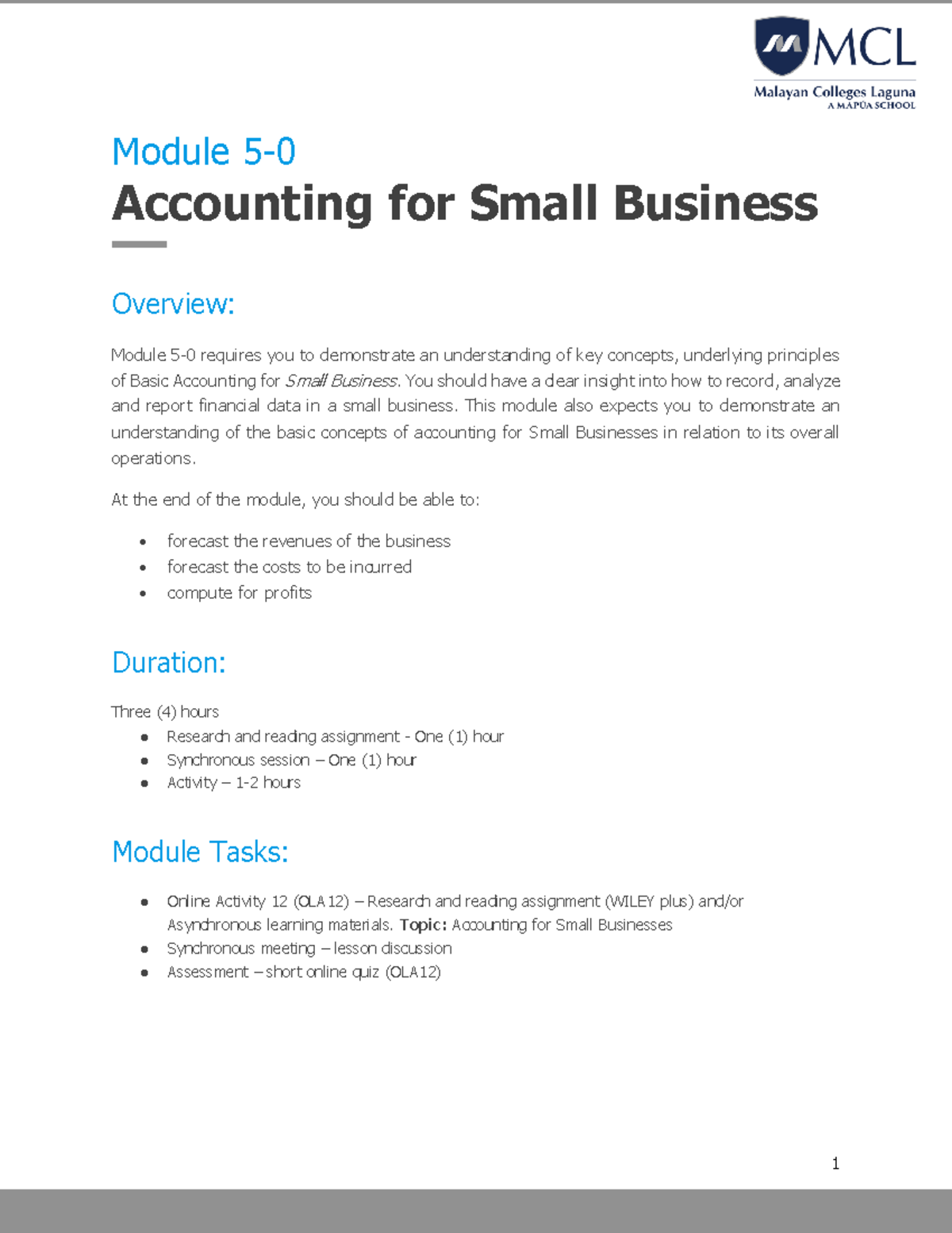ENT04 Module 5-0 - entrep notes - Module 5- Accounting for Small ...