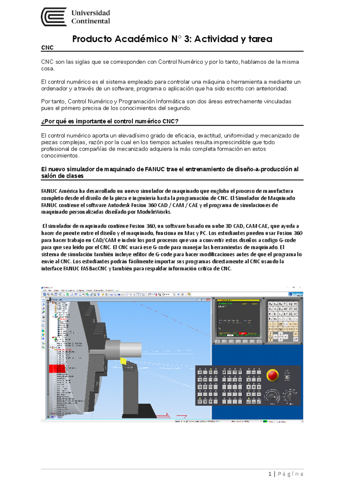 Producto Acad mico 03 Tarea - Producto Académico N° 3: Actividad y tarea CNC CNC son las siglas ...