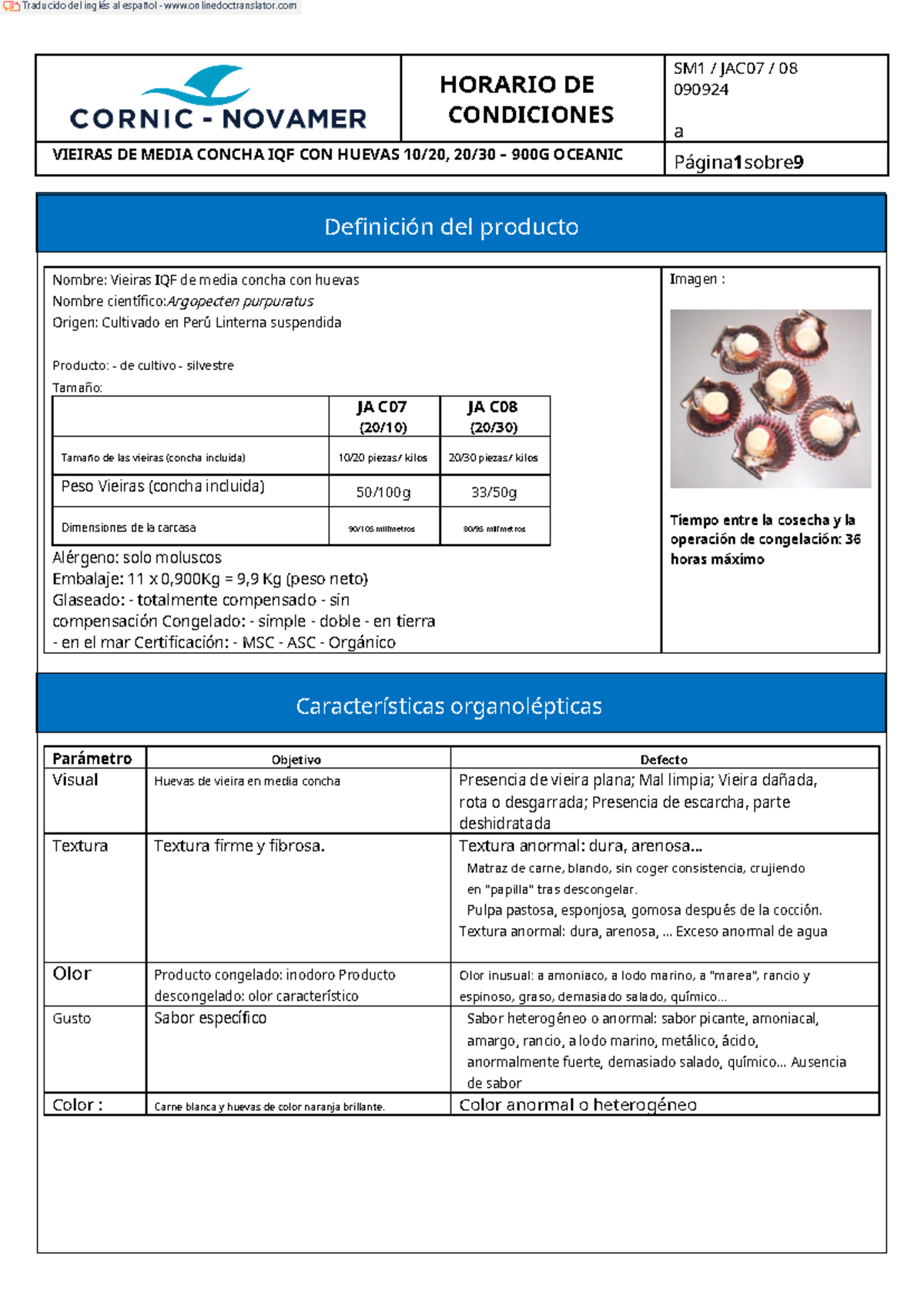 JAC07-08 IQF PERU ACP Frozen HALF Shell Scallops 10-20 20-30 LB ROE ON ...