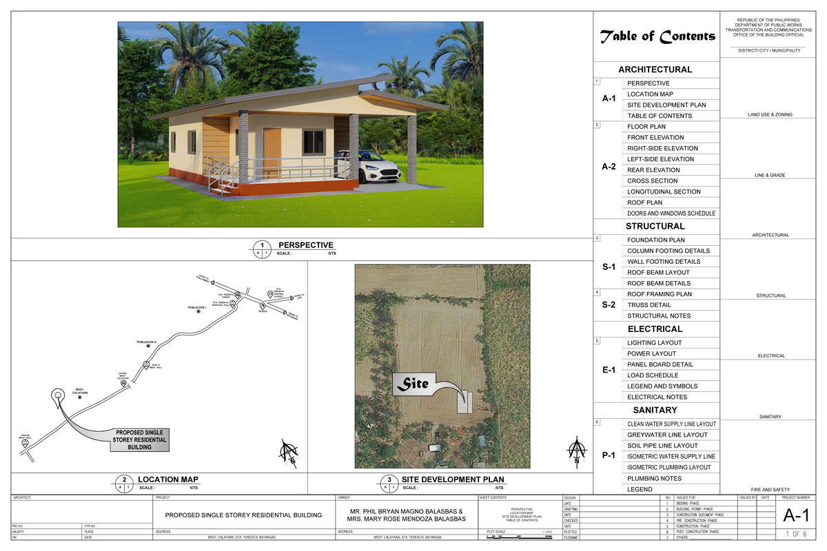 Proposed Single Storey Residential Building - REPUBLIC OF THE ...