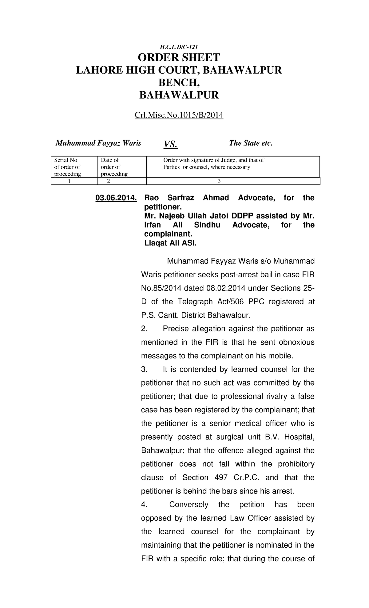 2014 LHC2902 25-D - Assignment New 2023 - H.C.L/C- ORDER SHEET LAHORE ...