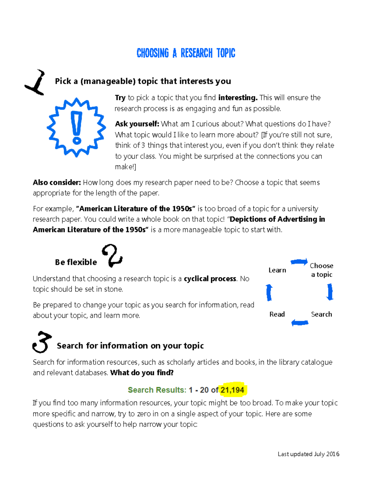 Choosing Topic - Lecture notes 1 - Last updated July 2016 CHOOSING A ...