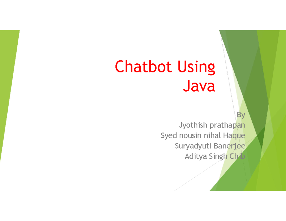 Chatbotjava - khutyyyy - Chatbot Using Java By Jyothish prathapan Syed ...