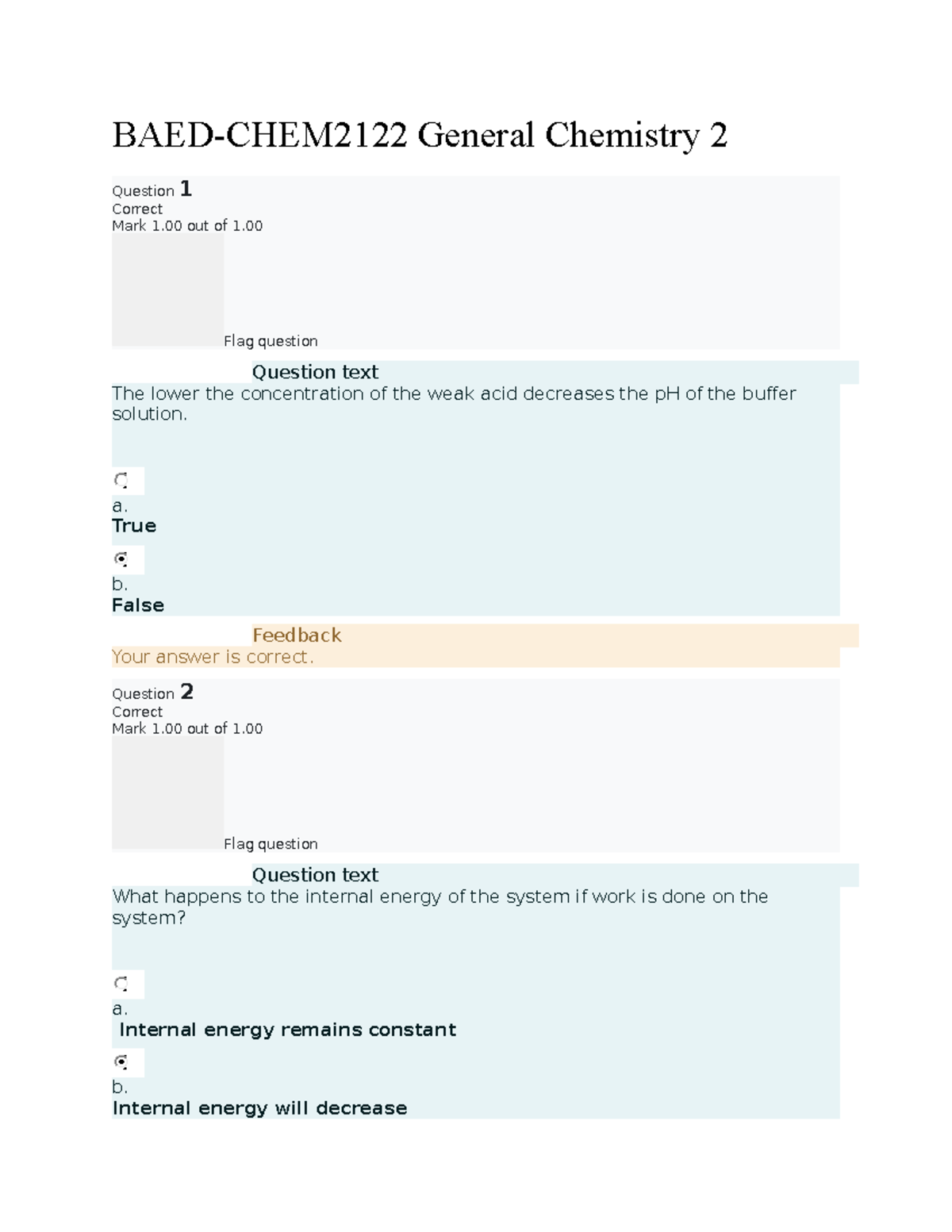 CHEM2222 2 Ndexam- Madebysherra - BAED-CHEM2122 General Chemistry 2 ...