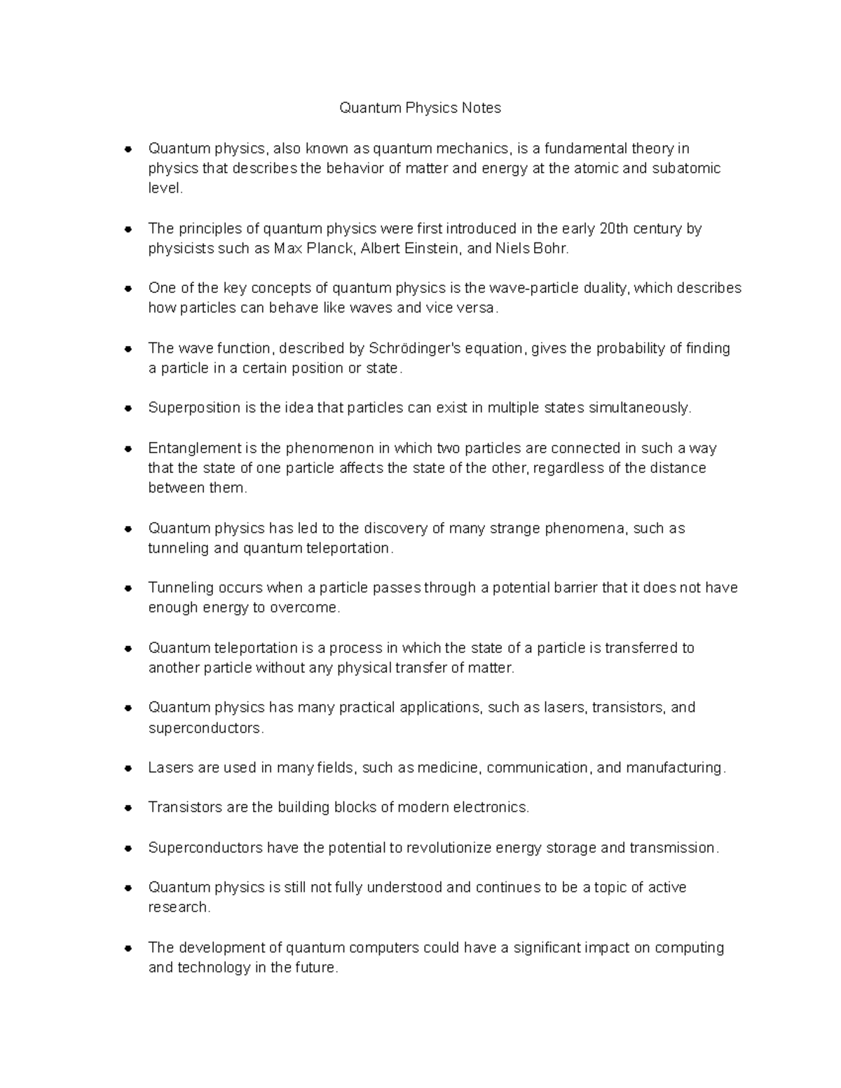 Notes on Quantum Physics - Quantum Physics Notes Quantum physics, also ...