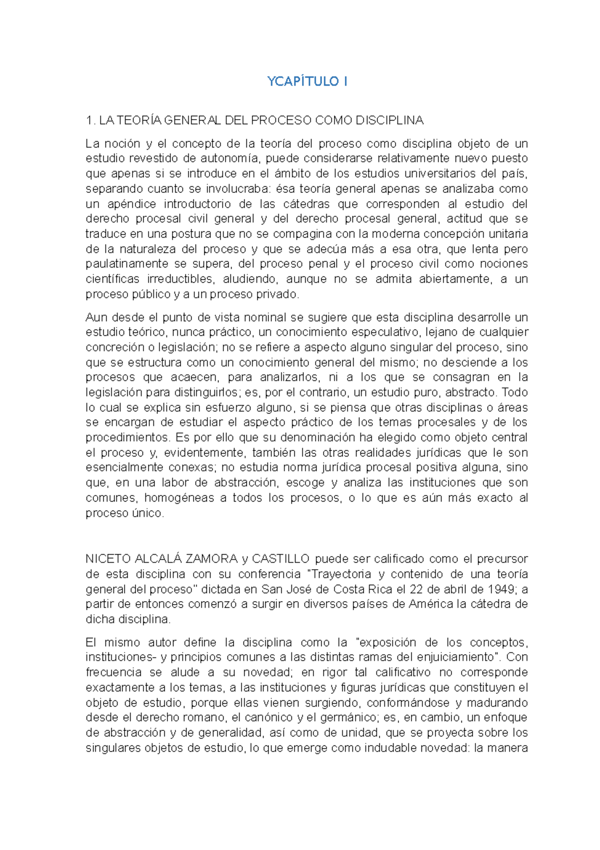 LA Teoria DEL Proceso,2021-II - YCAPÍTULO I 1. LA TEORÍA GENERAL DEL PROCESO COMO DISCIPLINA La ...
